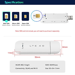 XTRONS 4G LTE USB Dongle Wireless Wi-Fi Modem Stick Suitable for All XTRONS Android Car Stereo