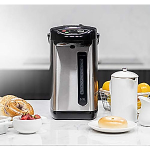 Chefman Electric Hot Water Pot Urn w/ Auto & Manual Dispense Buttons, Safety Lock, Instant Heating for Coffee & Tea, Auto-Shutoff/Boil Dry Protection, Insulated Stainless Steel, 5.3L/5.6 Qt/30+ Cups