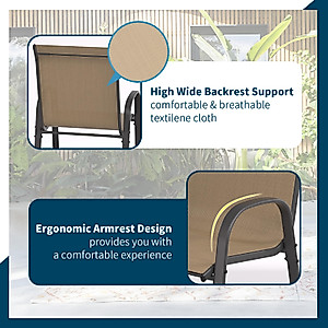 Amopatio Outdoor Bar Stools Set of 4, Sturdy High Back Outdoor Bar Chairs, All-Weather Textile Patio Bar Stools, Comfortable Bar Hight Patio Chairs for Backyard, Balcony, Porch, Brown