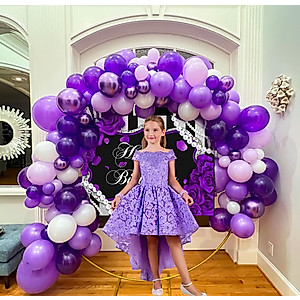 Purple Balloons Purple Confetti Balloon Set, 60Pcs 12Inch Metallic Chrome Purple Balloons Lavender Lilac Balloons Dark Purple Latex Balloons for Birthday Wedding Baby Shower Party Decoration