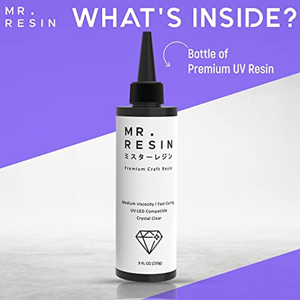 UV Resin - Mr. Resin (250g) Crystal Clear Resin for Crafts : Rock Painting, Molds, Doming,Keychains & Jewelry Making Cures Fast with UV Lamp, LED and Sunlight!