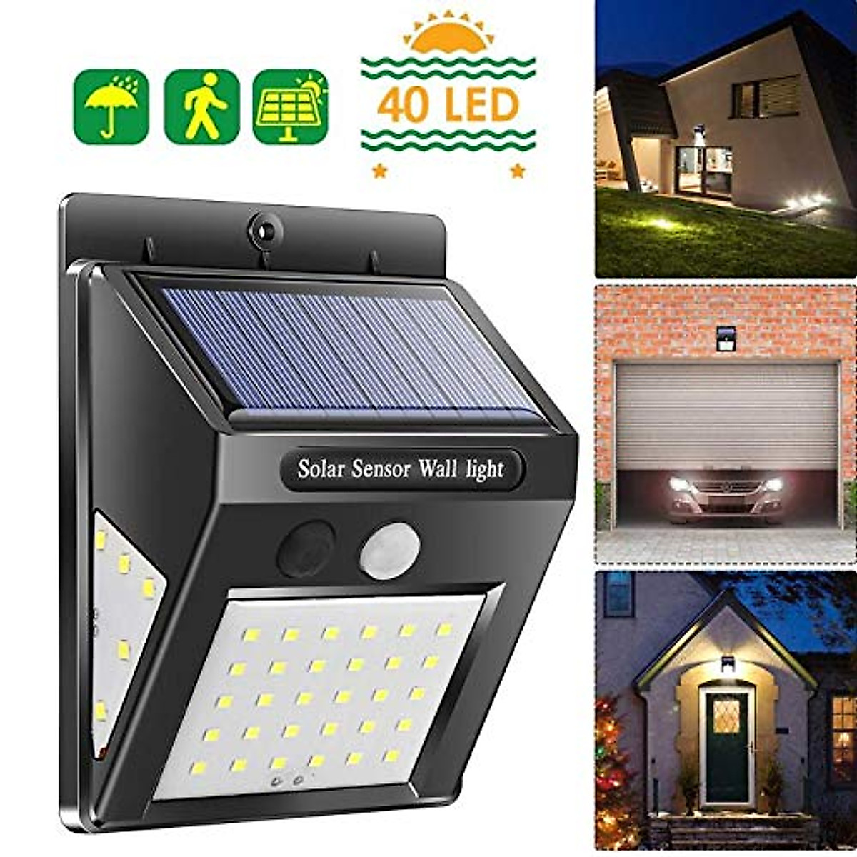 YI LIGHTING - Solar Security Lights Solar Motion Sensor Lights Wireless Waterproof for Wall Fence Garden (4-Pack)