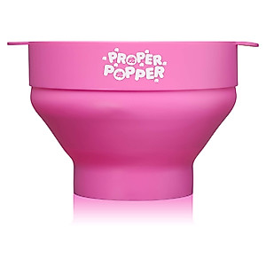 The Original Proper Popper Microwave Popcorn Popper, Silicone Popcorn Maker, Collapsible Bowl BPA Free & Dishwasher Safe - (Pink)