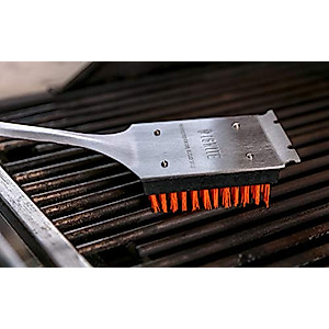 Ignite Stainless Steel Cool Grill Brush | Durable & Effective with Safe Nylon Grill Bristles | No Risk of Broken Wire bristles | Safe for Porcelain, Ceramic, Steel, & Iron Grates | Best Grill Cleaner