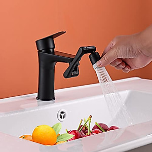 Faucet Extender, 1440° Large-Angle Rotating Robotic Arm Water Nozzle Faucet Adaptor, Universal Splash Filter Faucet with Dual-Water Outlet Modes, Kitchen Sink Aerator Sprayer Head 360°, Black