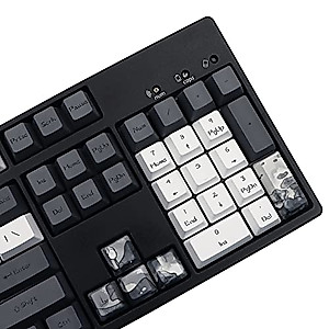 JSJT Ink Lotus Keycaps 140 Keys OEM Profile Keycaps PBT Dye Sublimation Keycaps for ANSI/ISO Layout Cherry MX Switch Mechanical Gaming Keyboards GK61/68/87/96/104/108 (with 6.25u spacebar)