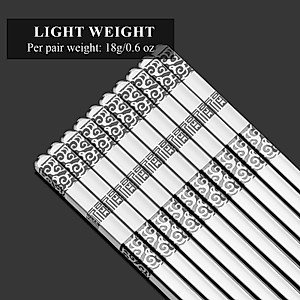 Tamodan 5 Pairs Stainless Steel Chopsticks, Reusable Metal Chopsticks ,chopsticks dishwasher safe, Anti -slip chopsticks can be used as gifts (Silver)