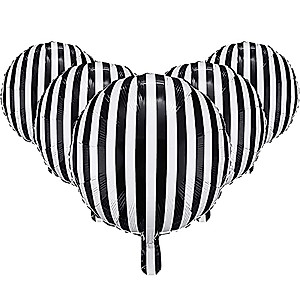 12 Pieces 18 Inch Black and White Striped Balloons Decoration Foil Mylar Balloons Aluminum Helium Balloons for Birthday Party, Baby Shower, Halloween, Ceremonies, Holiday Parties Decoration