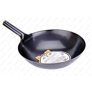 M.V. Trading JPIW30 Japanese Iron Pow Wok Heavy Duty Iron with Commercial Grade Handle, 30cm (11-Inches)