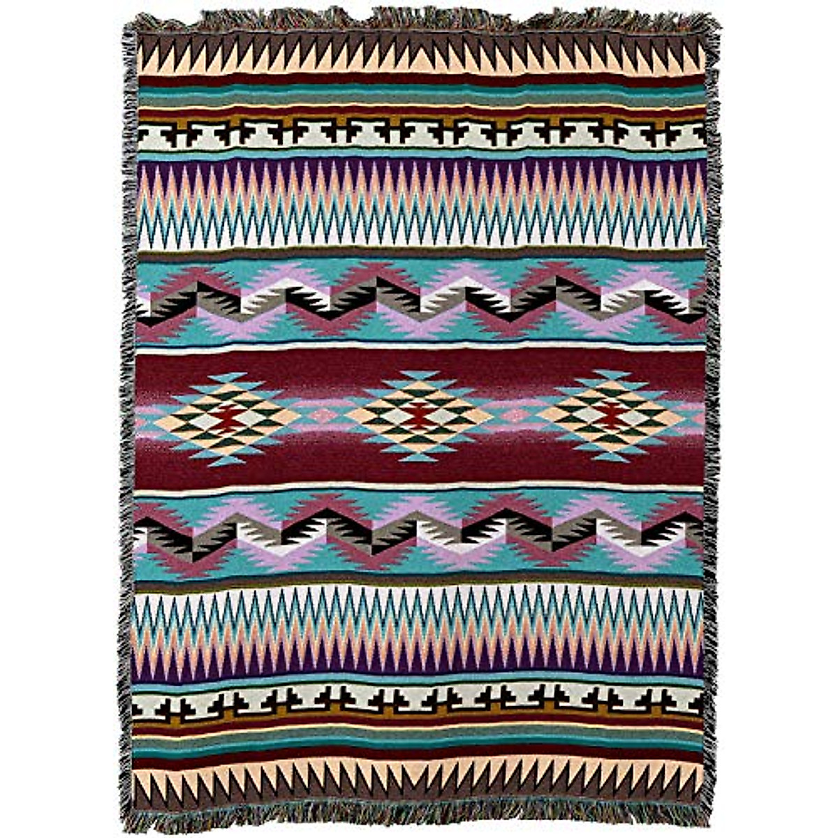 Pure Country Weavers Desert Stripe Blanket - Southwest Native American Inspired - Gift Tapestry Throw Woven from Cotton - Made in The USA (72x54)