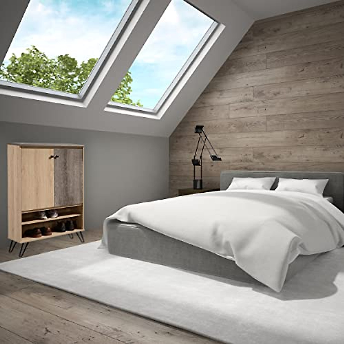 Home Basics SS34063 Shoe Cabinet, 6 Tier, Natural