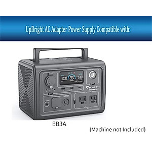 UpBright AC/DC Adapter Compatible with BLUETTI EB3A Power Station Solar Generator 268Wh LiFePO4 Battery Pack 12V-28VDC-8.5A 600W (Standard)/350W Max. (Turbo) Supply Cord Cable Charger Mains PSU