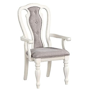 Acme Florain Wooden Arm Chairs in Gray and Antique White (Set of 2)