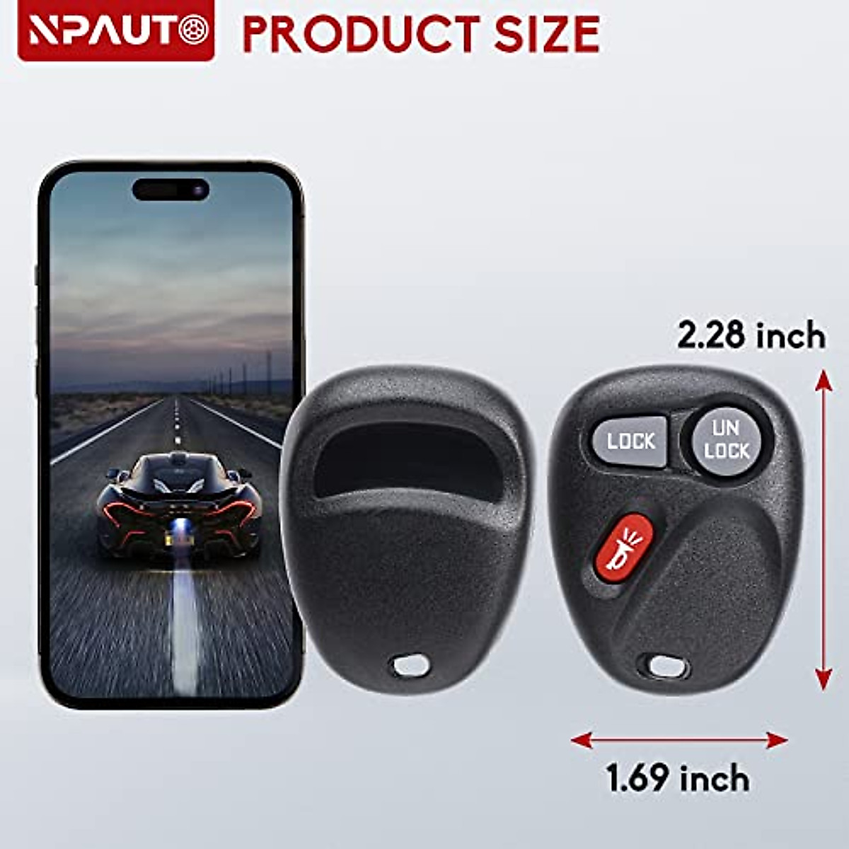 NPAUTO Key Fob Replacement Fits for Chevy Silverado Suburban GMC Sierra 1500 2500 3500 2001-2002 Tahoe Avalanche S10 GMC Sonoma Yukon XL Cadillac Escalade Keyless Entry Remote Control, 15042968,2-Pack