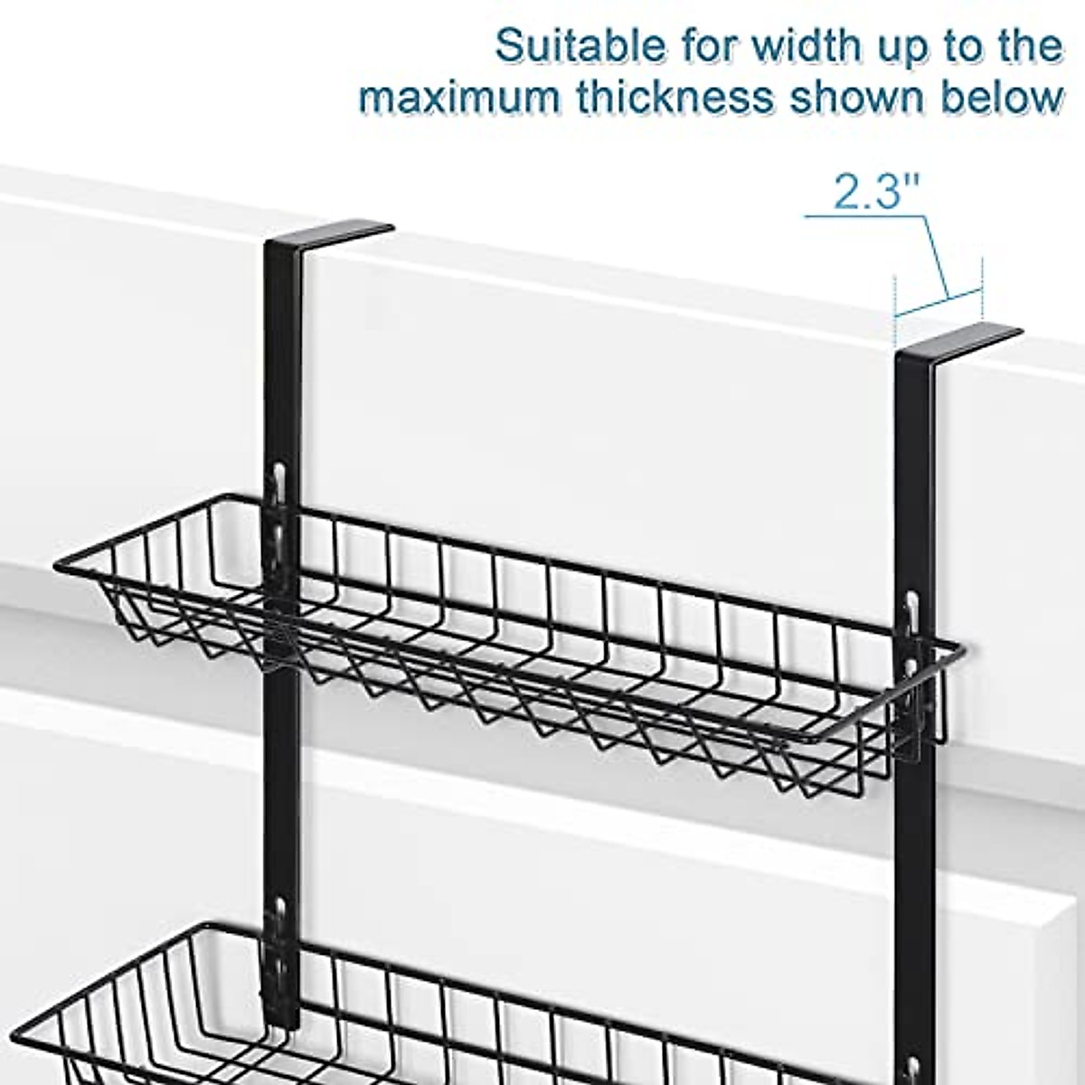 Over the Cabinet Storage Organizer Basket 2 Tier Metal Wire Hanging Kitchen Holder Rack for Bathroom, Pantry, Office Cabinet Storage Basket, Matte Black
