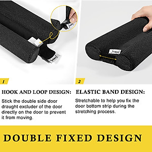 fowong Door Draft Stopper 30" to 36" Soundproofing Under Door Draft Blocker, Adjustable Noise Stopper Seal Large Gap, Black