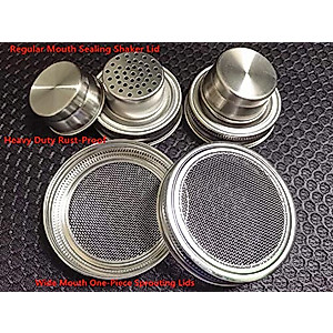 Mason Jar Regular Mouth Shaker Lids 316 Stainless Steel Wide Mouth Sprouting Lids Screen Mesh Strainer Lid for Salad Sprouts Alfalfa Broccoli Seeds Sprouter Kit