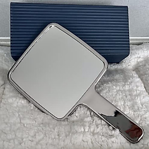 lasenersm 1 Piece Hand Mirror with Handle Square Hand Held Mirror for Makeup Hairdressing Handheld Mirror with Handle Stylish Hand Mirror for Women for Home Hair Salon Use, 3.9 x 6.7 Inches