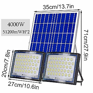 ZXXHNNAIH Solar Street Light IP65 Waterproof Solar Street Lights Outdoor,with 16.4ft Cables Street Solar Light,Easy-to-Install for Basketball Court Backyard
