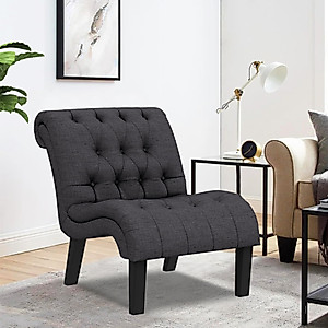 HAOBO Home Accent Chair Button Tufted Slipper Chair Armless Side Chair for Living Room Dining Room Bedroom Funiture