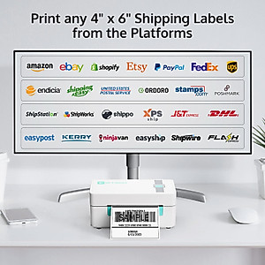 OFFNOVA Bluetooth Thermal Label Printer, Wireless 4X 6 Shipping Label Printer for Small Business Packaging Supplies, Supports Shipstation Paypal FBA Esty USPS