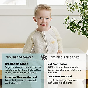 Tealbee Dreamsie: Toddler Sleep Sack with Long Sleeves and Footies 12m-2T - 1.2 TOG All Season Baby Wearable Blanket for Walkers - Rayon made from Bamboo, Organic Cotton Sleep Bag feet - Sunshine