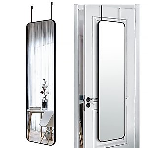 SCWF-GZ 47x14 Mirror Rectangle Full Body Length Door Hanging Wall Mounted Metal Frame Dressing Make-up Mirrors for Entryway Bedroom Bathroom Living Room 47 14 inch Black