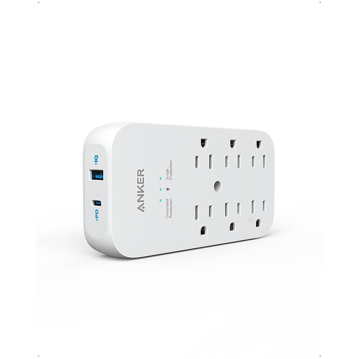 Anker Outlet Extender and USB Wall Charger, 6 Outlets and 2 USB Ports, 20W USB C Power Delivery High-Speed Charging iPhone 15/15 Plus/15 Pro/15 Pro Max, Multi-Plug for Dorm, Home, and Office, White