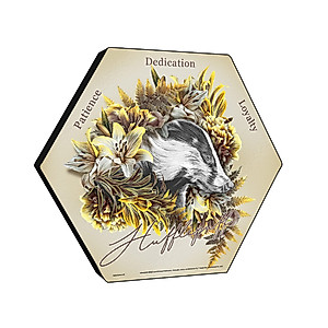 Trend Setters Harry Potter - Hufflepuff - Utilitarian Romance - 11.5” X 10” Hexagon KNEXAGON Wood Print – Tabletop Display, Hang Alone or Connect to Other Pieces – Officially Licensed Collectible