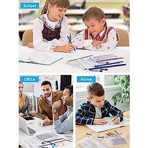 JARLINK 18 Pack 8 Sizes Zipper Mesh Pouch, Waterproof Zipper File Bags Document Pouch Multipurpose Travel Bags for Office Supplies Cosmetics Travel Accessories