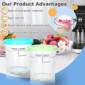 For Ninja Creami Deluxe Pints- 2 Pack, NC500 NC501 Ice Cream Pint fit for Ninja Delux Ice Cream Maker, For Ninja Creami Deluxe Containers Hold 24 Ounces of Food, Dishwasher Safe