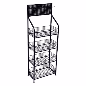 4-Tier Kitchen Baker's Racks Snack Display Rack Organizer with Wheels Metal Standing Shelf Units for Bathroom Living Room Office Garage 19.6 x 10.6 x55in,150lbs Loading(Black)