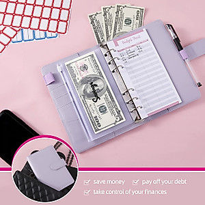 NICOOTH Budget Binder Cash Envelopes for Budgeting Money Organizer for Cash Money Envelopes for Cash Leather A6 Budget Binder with Zipper envelopes