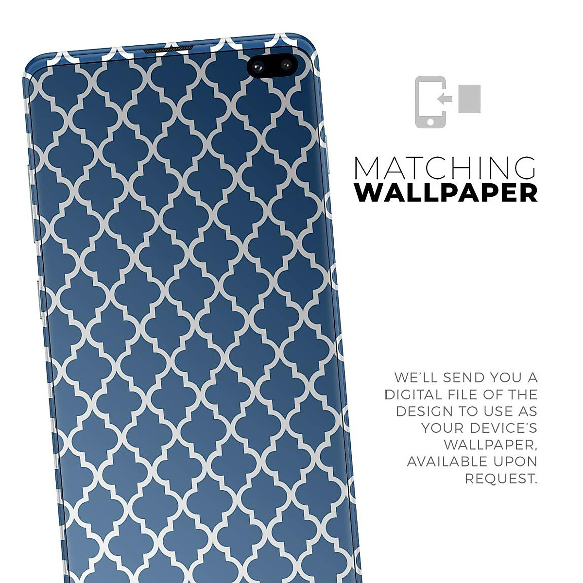 DesignSkinz Navy & White Seamless Morocan Pattern Protective Vinyl Decal Wrap Skin Cover Compatible with The Samsung Galaxy S20 (Screen Trim & Back Glass Skin)