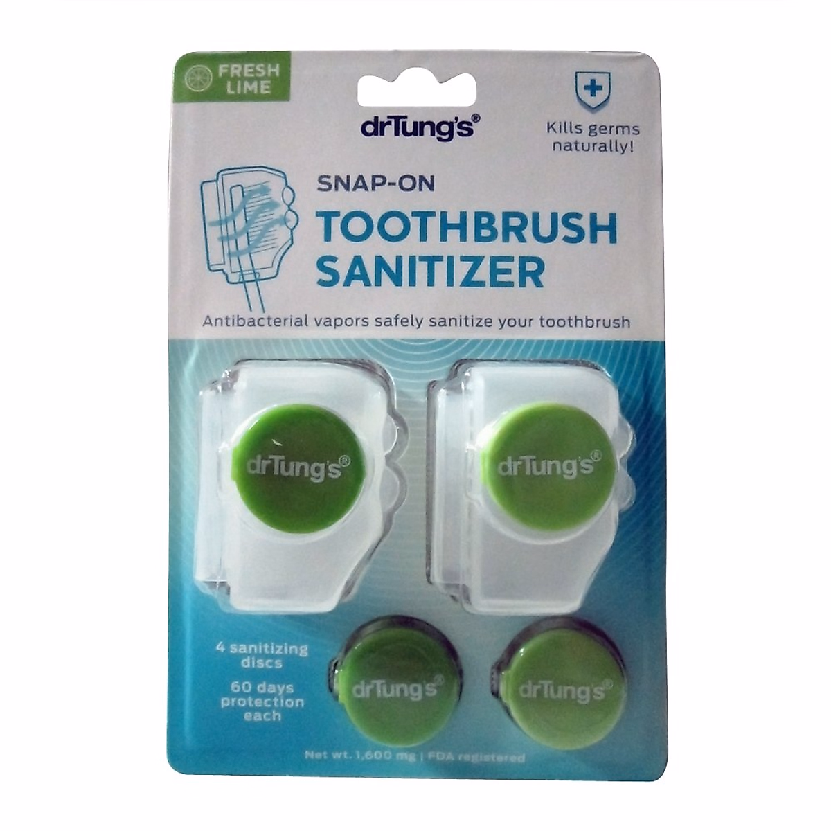 Dr. Tung's Snap-On Toothbrush Sanitizer 2 count (Pack of 2) - Assorted colors