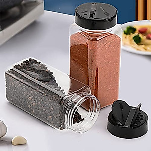 Hacaroa 16 Pack 21 Oz Plastic Spice Jars with Shaker/Pourer Lids, Square Empty Seasoning Containers Clear Spice Bottles for Dry Food, Condiments, Herbs, Powders
