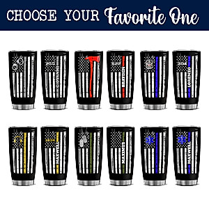 Wassmin Personalized Correctional Officer Gifts For Men Women Correction American Flag Tumbler 20oz 30oz Insulated Coffee Travel Mug Cup Birthday Appreciation