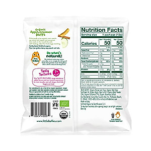 Little Bellies Organic Puffs Baby Snack, Apple & Cinnamon, Pack of 6 Individual Snack Packs, 0.42 Ounce (Pack of 6)