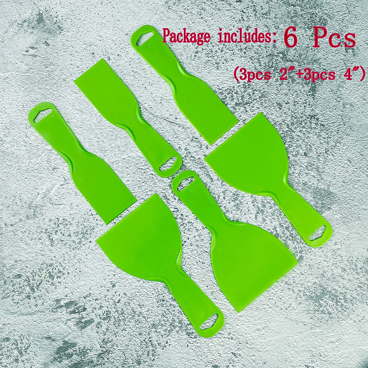 zYoung 6 Pcs Putty Knife, Plastic Paint Scraper, Plastic Scraper, Plastic Putty Knife, Putty Knife Set, Plastic Spreader, Spackle Tool, Plastic Putty Knife Scraper, Scraper Tool, Putty Scraper