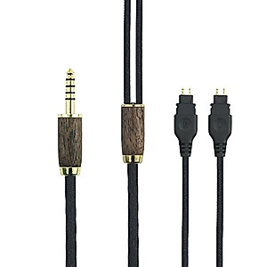 NewFantasia 4.4mm Balanced Cable 6N OCC Copper Silver Plated Cord 4.4mm Balanced Male Compatible with Sennheiser HD650 HD58X HD600 HD580 HD660S, Massdrop HD6XX Headphone Walnut Wood Shell 2.1m
