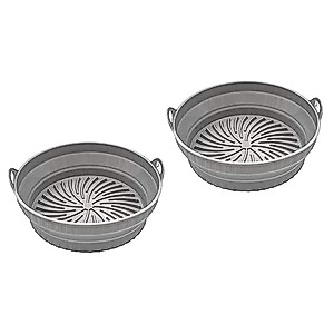 HEMOTON Air Fryer Basket 2pcs Air Fryer Pad Silicone Baking Pan Cake Tray Bread Oven for Oven Liner for Washable Large Air Fryer Liner