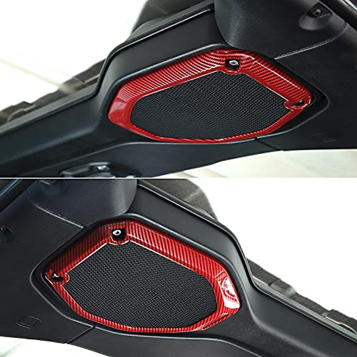 Voodonala for Jeep JL Top Speaker Audio Surround Trim for 2018 2019 Wrangler JL JLU 2020 Gladiator JT Trunk Red Carbon Fiber