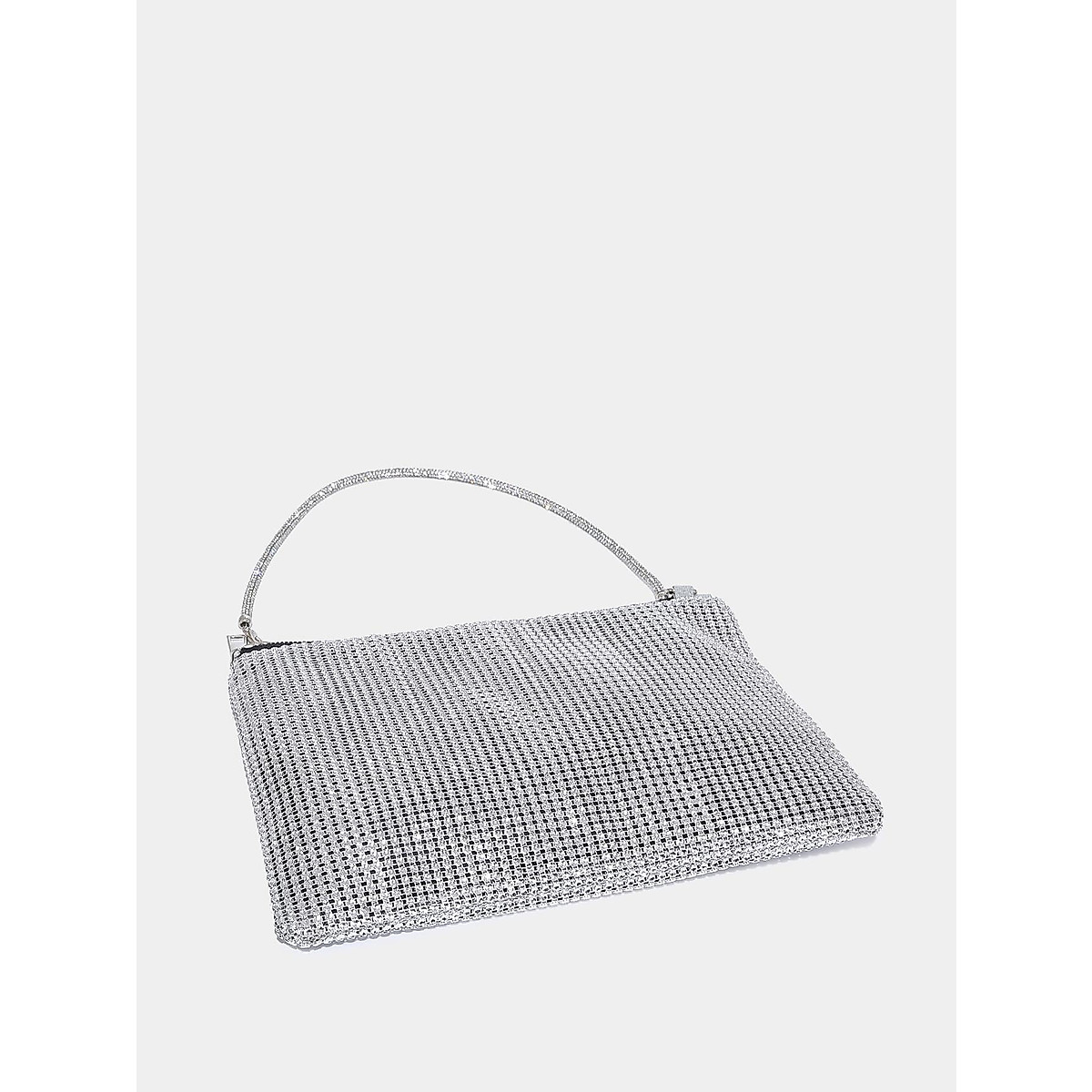 Verdusa Women's Shiny Rhinestone Evening Handbag Hobo Bag Clutch Purse Silver one-size