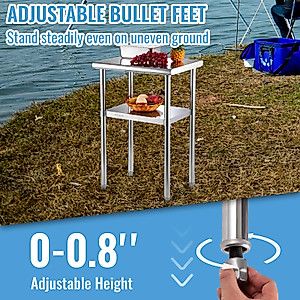 VEVOR Stainless Steel Prep Table, 24 x 18 x 36 Inch, 600lbs Load Capacity Heavy Duty Metal Worktable with Adjustable Undershelf & Feet, Commercial Workstation for Kitchen Restaurant Garage Backyard