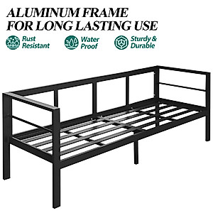 GARTOO Outdoor Aluminum 3 Seat Sofa Chair - Patio Furniture 3 Person Sofa with Waterproof Cushions, Modern Outside Weather Resistant Sofa Seat for Balcony, Garden, Poolside