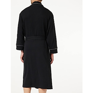 Amazon Essentials Men's Lightweight Waffle Robe (Available in Big & Tall), Black, Medium-Large