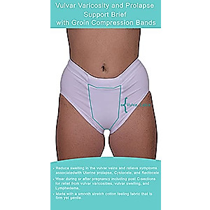 Underworks Vulvar Varicosity and Prolapse Support Brief with Groin Compression Bands and Hot/Cold Therapy Gel Pad - Black - 2x