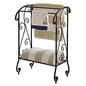 Kings Brand Furniture - Coffee Brown Metal Free Standing Towel Rack Stand with Shelf