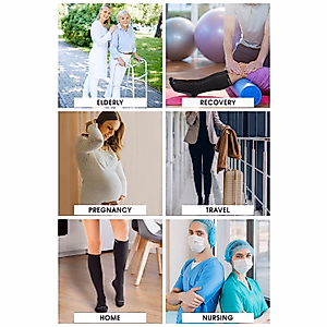 LA ACTIVE Graduated Compression Socks with Non-Slip Grips for Safety - 20-30mmHg for Women & Men - Perfect for Travel, Recovery, Medical and Maternity Support (Black, Small)