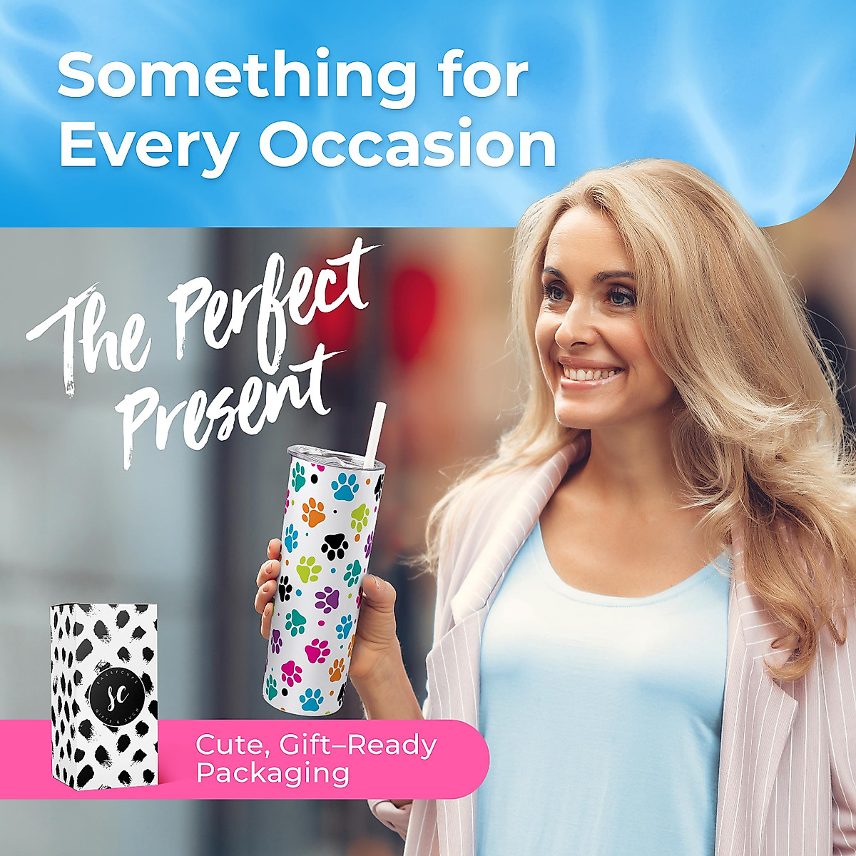 Vacuum Insulated Stainless Steel Dog Skinny Tumbler with Straw - Coffee Mug with Lid - New Dog Owner - Dog Mom - Dog Items for Women - Dog Lovers - Cute Dog Mug - Dog Water Bottle - Mug for Dog Love